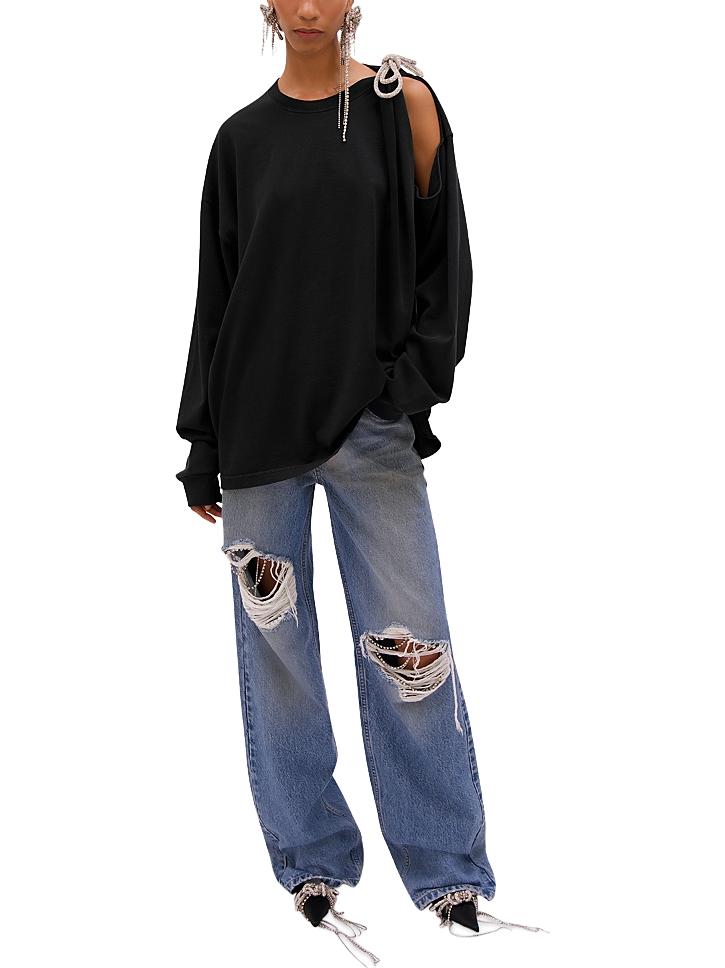 AREA Crystal Fray Relaxed Jeans